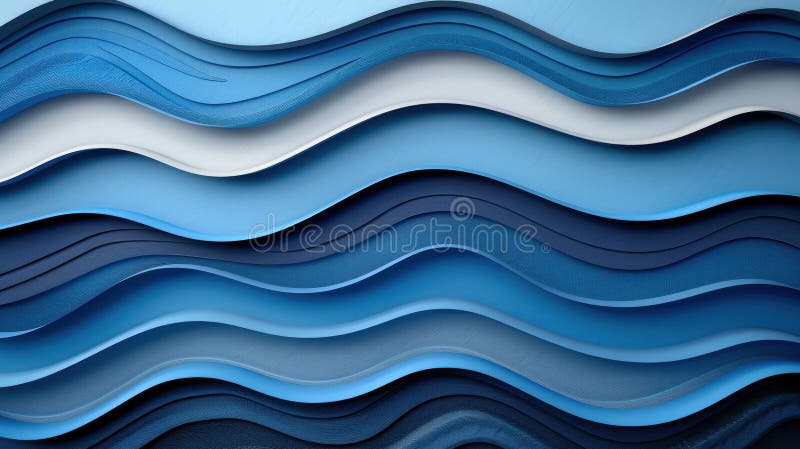 Detailed View of a Wave-like Pattern Created by Layered Blue Paper ...