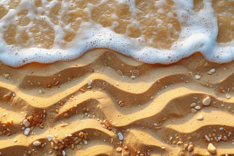Detailed View of a Wave Washing Onto a Sandy Beach, Showing Textures ...