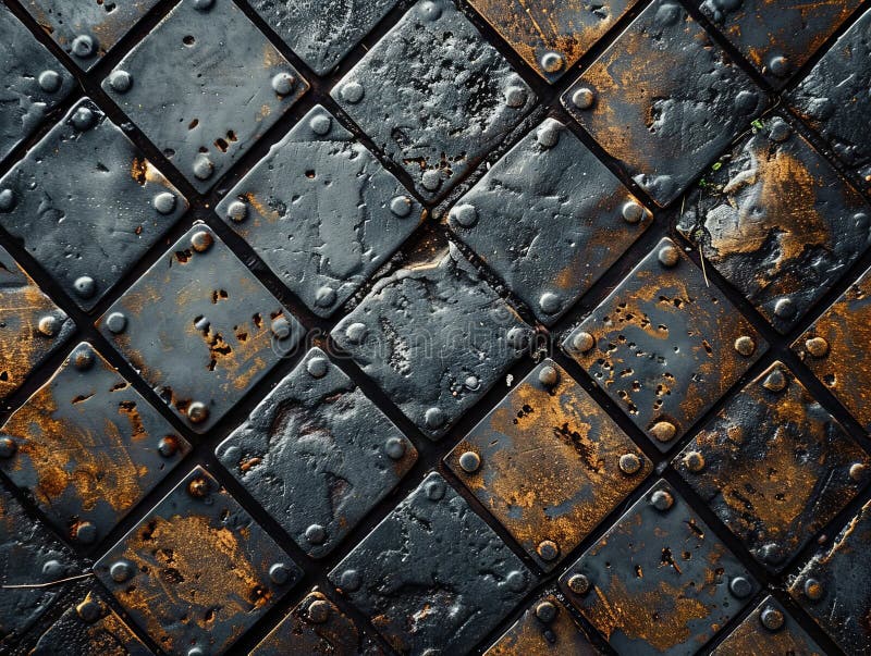 Close-Up of Rusty Metal Wall with Rivets Stock Illustration ...