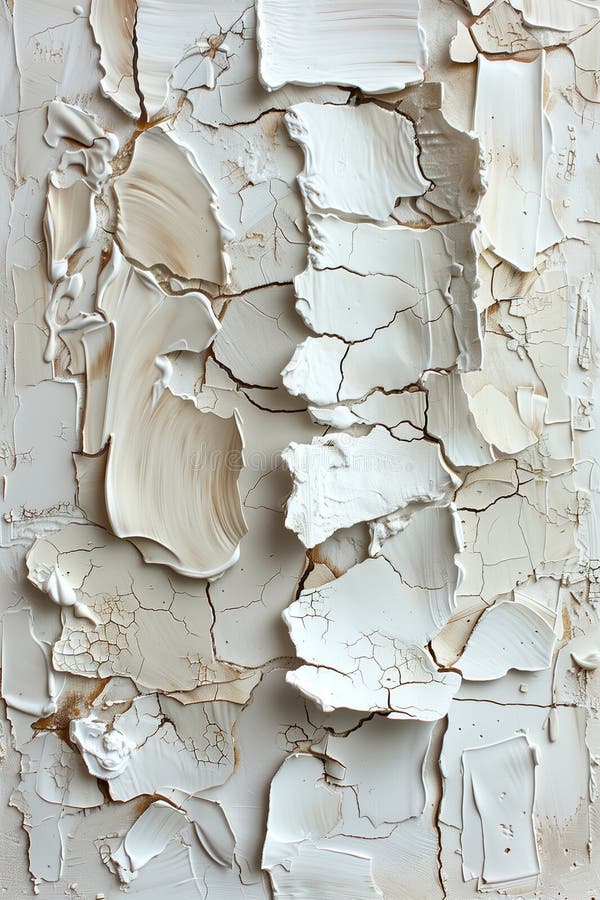 Detailed View of White and Beige Peeling Paint on a Wall, Showing ...