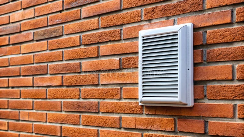 A Detailed View of a White Brick Exterior Wall with a Functional Air ...