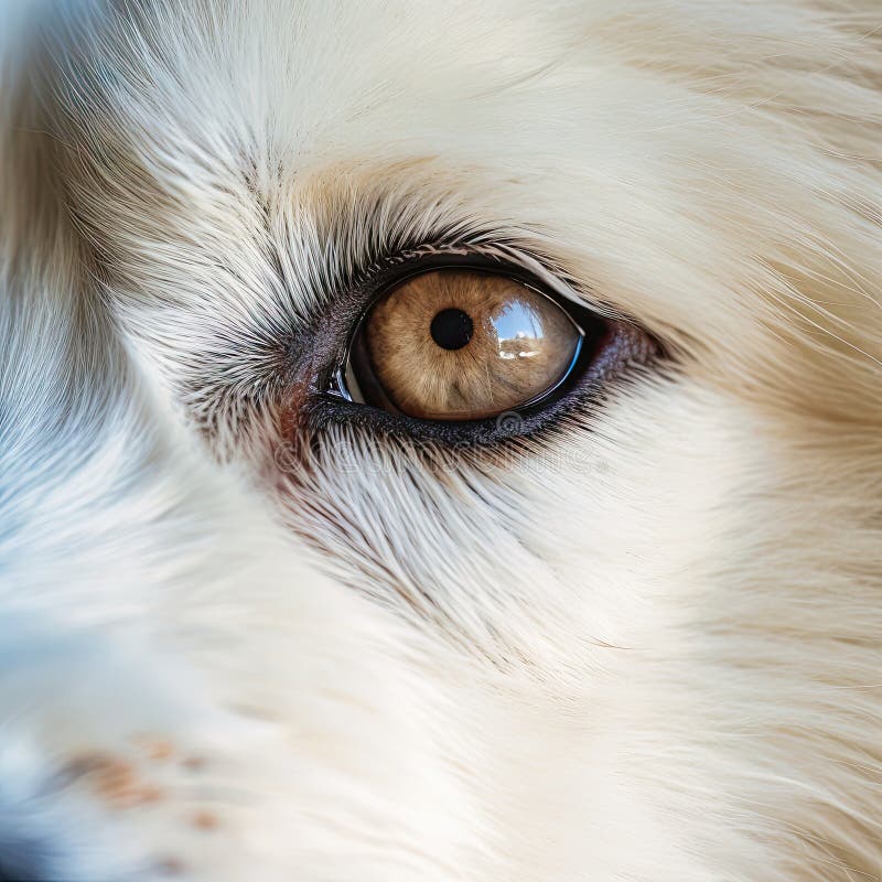 A Detailed View of a White Dogs Eye, Showcasing the Intricate Patterns ...