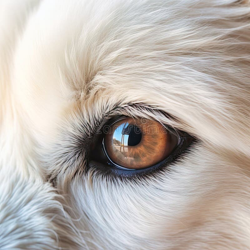 A Detailed View of a White Dogs Eye, Showcasing the Intricate Patterns ...