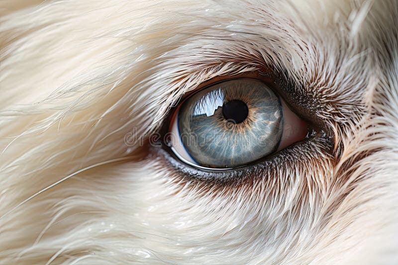 A Detailed View of a White Dogs Eye, Showcasing the Intricate Patterns ...