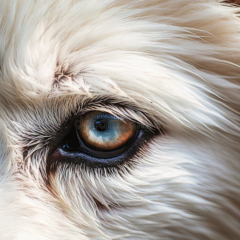 A Detailed View of a White Dogs Eye, Showcasing the Intricate Patterns ...