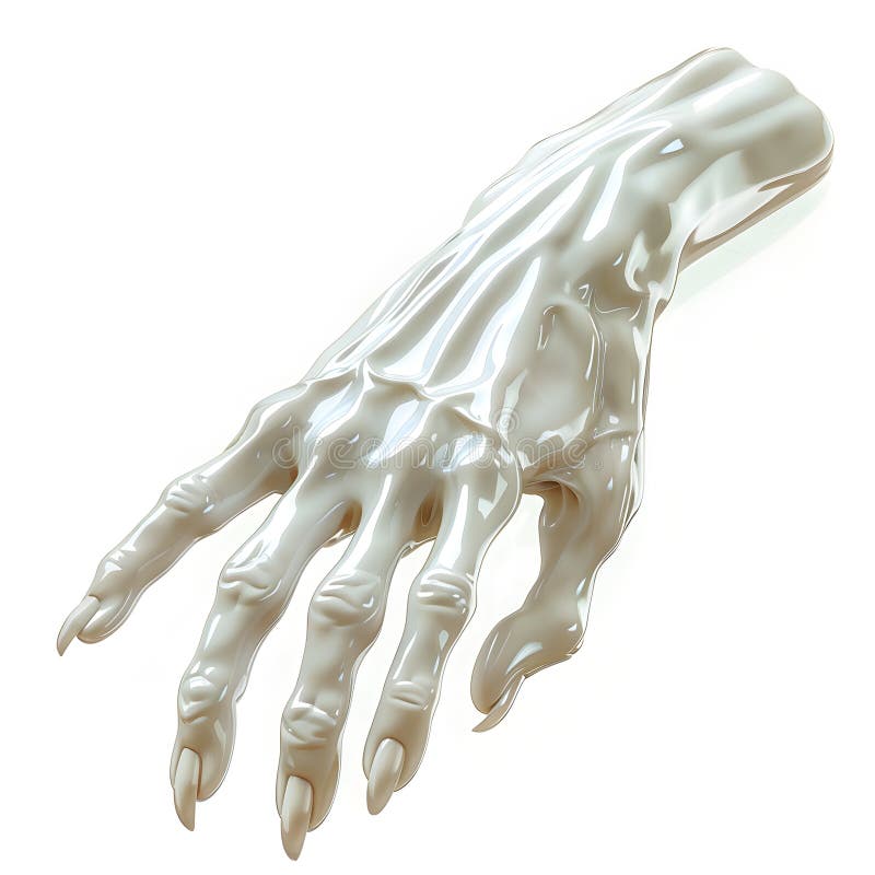 A Detailed View of a White Skeletal Hand with Elongated Fingers and ...