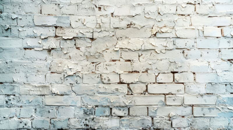 A Detailed View of a Whitewashed Brick Wall Displaying Peeling Paint ...