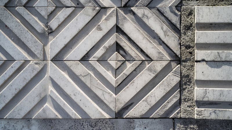 Detailed View of Whitewashed Concrete Tiles Featuring Intricate Grooved ...