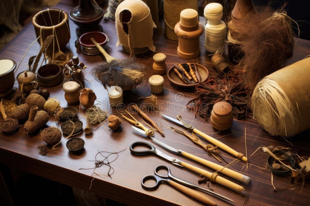 Detailed View of Wig-making Tools and Materials Stock Photo - Image of ...