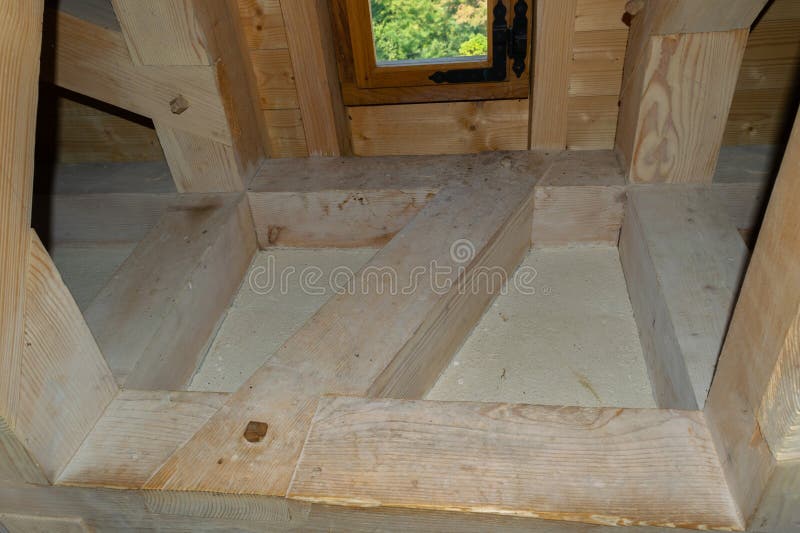 Detailed View of Wooden Beam Structure Joint in an Architectural ...