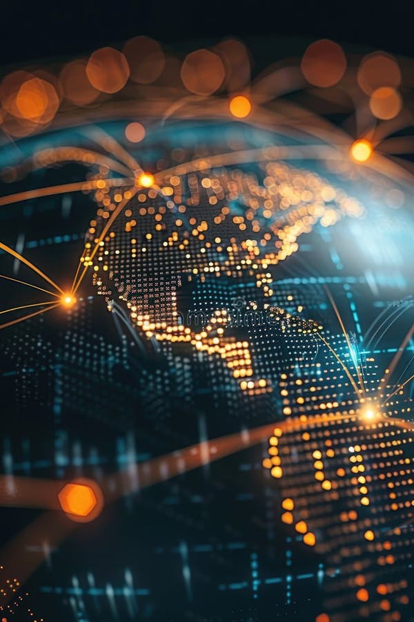 A Detailed View of a World Map Illuminated by Soft Lights, Ideal for ...