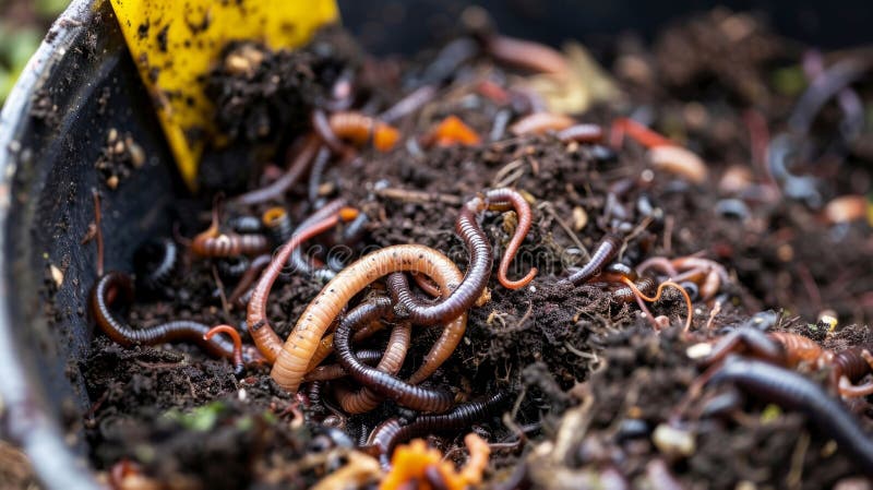 A Detailed View of a Worm Composting Bin Showcasing the Process of ...