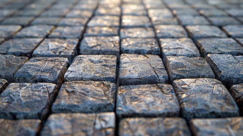 A Detailed View of a Worn Cobblestone Walkway, Ideal for Use in ...