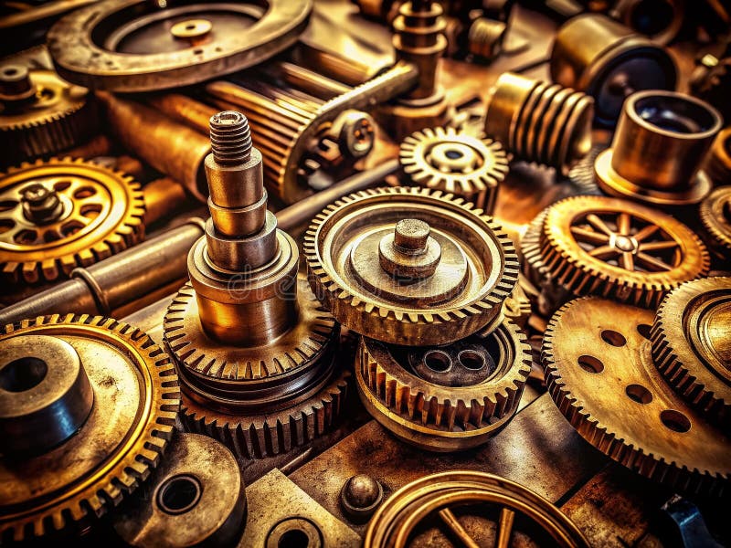 Detailed Vintage Industrial Blueprint of Complex Mechanical Components ...