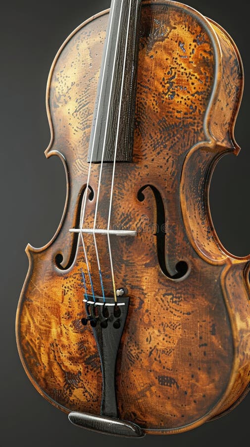 Detailed Violin with Textures and Strings3D Model Illustration Closeup ...