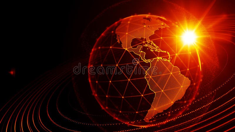 Detailed Virtual Planet Earth. Technological Digital Globe World Stock ...