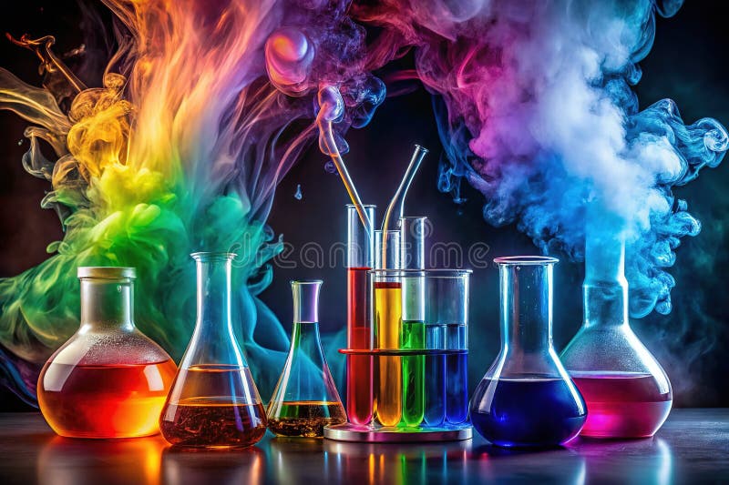 Detailed Visual of Chemical Reactions in a Laboratory Setting Elements ...