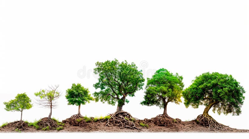 Tree Growth Progression from Sapling To Mature Tree Stock Image - Image ...
