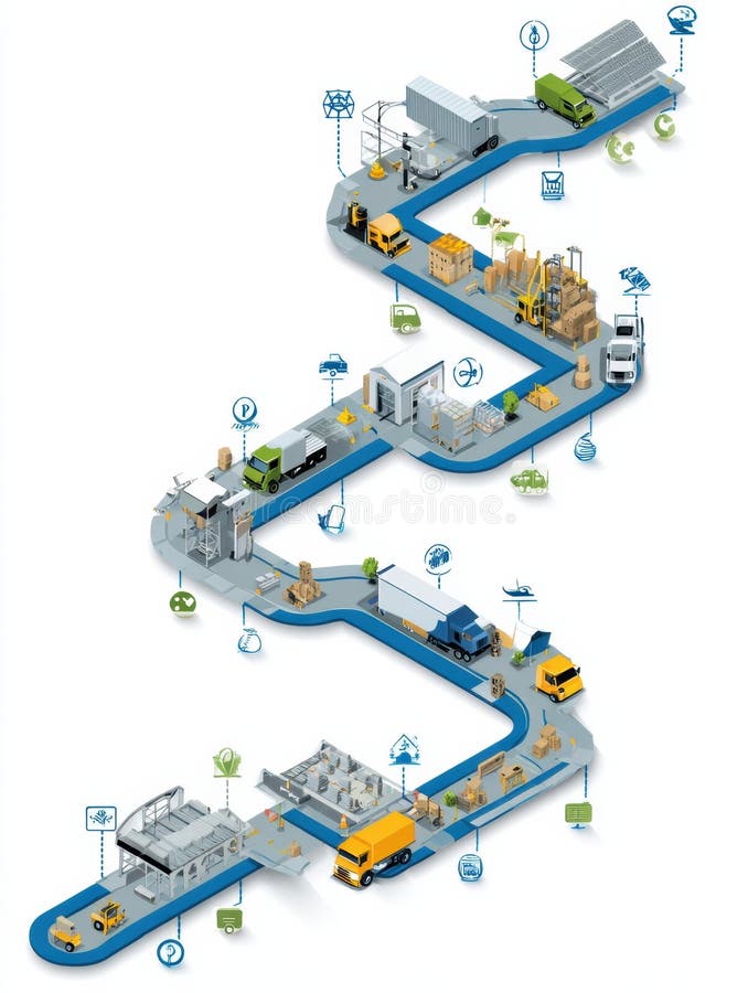Detailed Visual Representation of Supply Chain Path Including Delivery ...