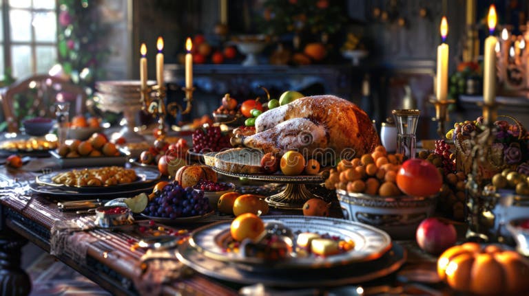Detailed Visual Representations of Feast Table Stock Image - Image of banquet, hygge: 388504869