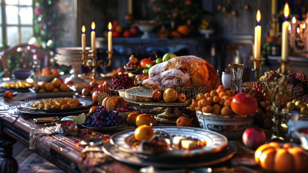 Detailed Visual Representations of Feast Table Stock Image - Image of banquet, hygge: 388504869