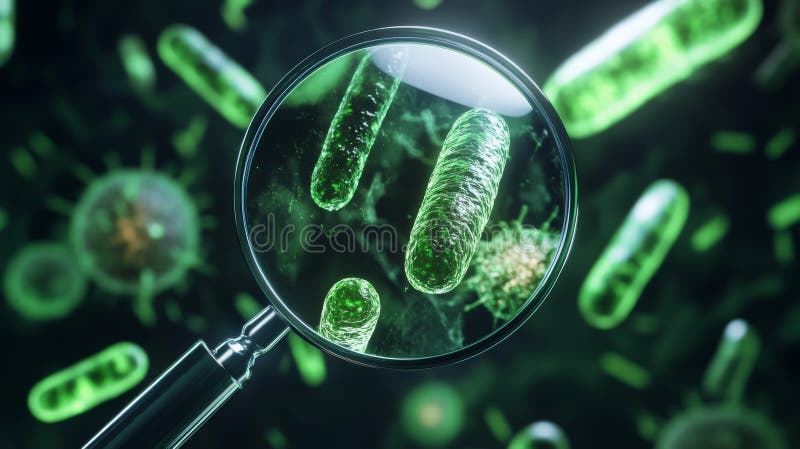 Close-up of Bacteria Magnified through a Lens in a Lab Setting Stock ...