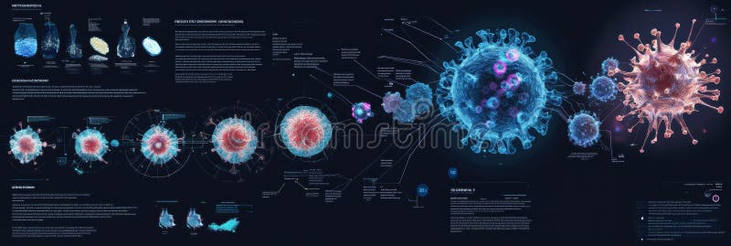 Illustrated Stages of a Virus Lifecycle Showing Penetration ...