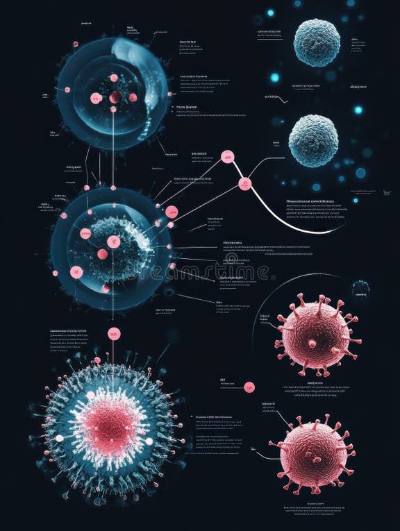 Illustrated Stages of Virus Lifecycle Including Penetration ...