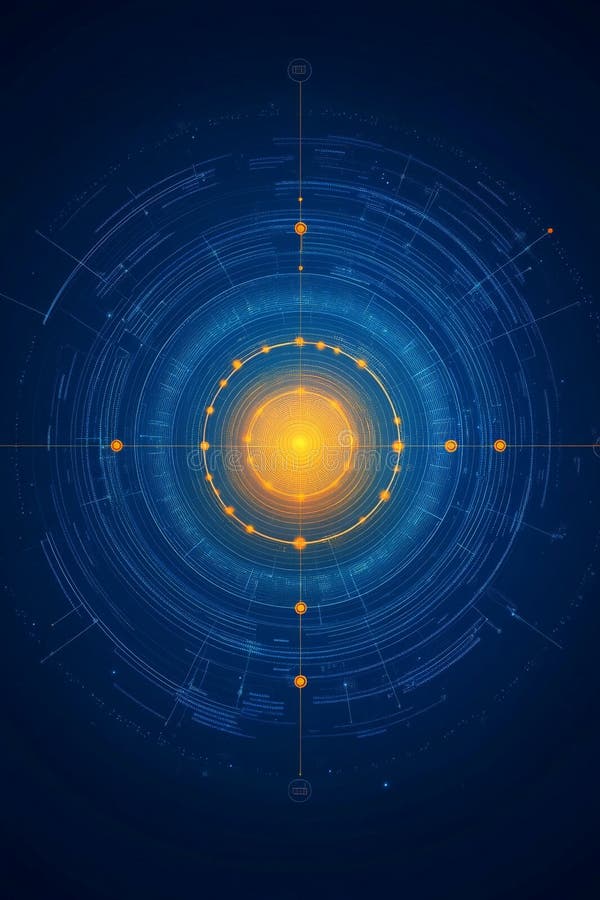 Detailed Visualization of a Glowing Concentric Data Flow Chart with ...