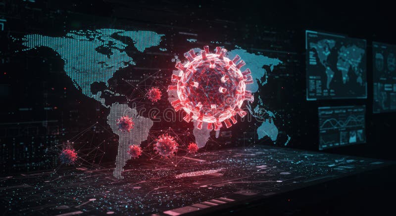 Global Impact of Coronavirus Visualized on a Digital Map Showing ...