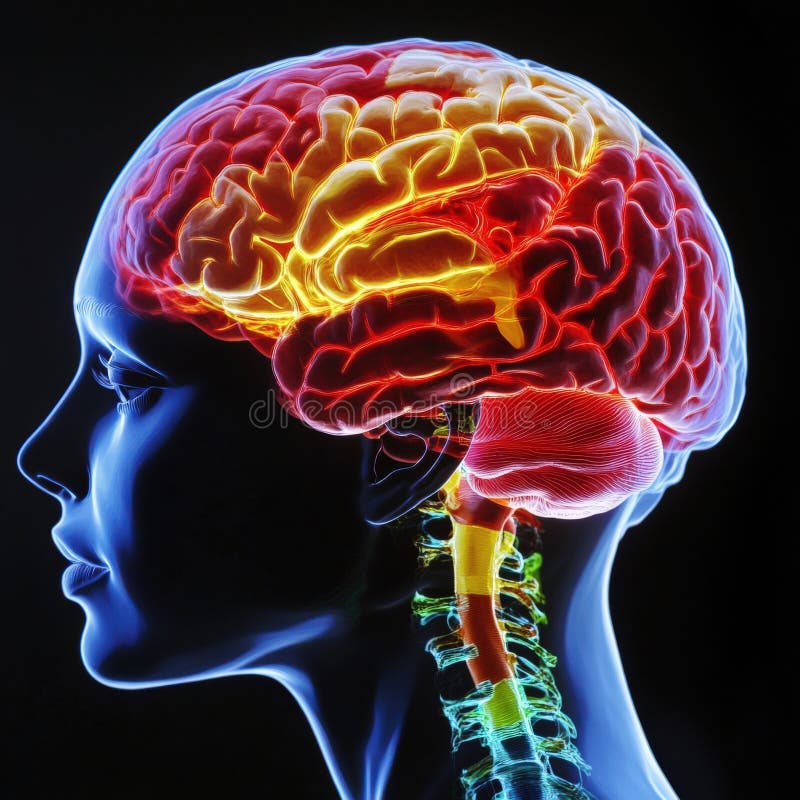 Human Brain Anatomy Visualization Stock Illustration - Illustration of ...