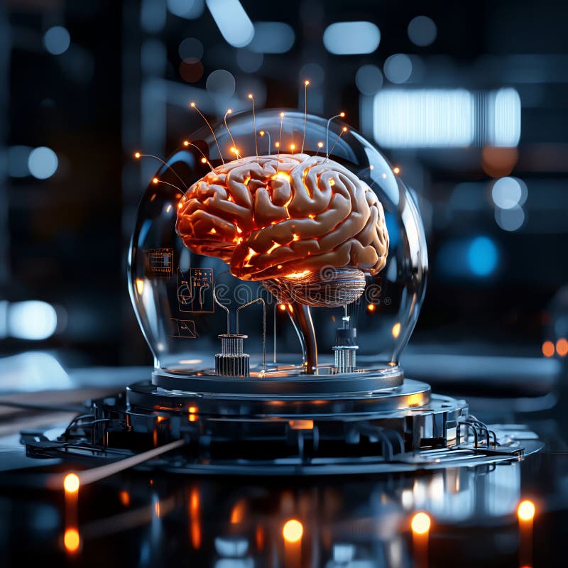 Human Brain Integrated in Quantum Computing System Stock Image - Image ...