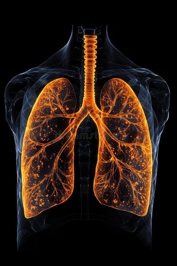 Detailed Visualization of Human Lungs with a Glowing Schematic ...