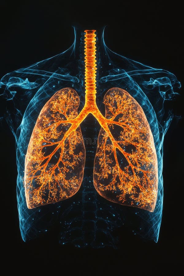 Detailed Visualization of Human Lungs with a Glowing Schematic ...