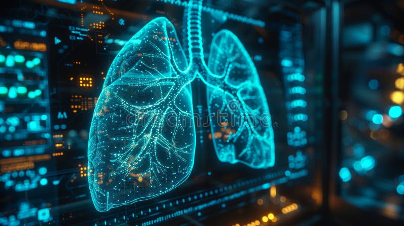 Digital Lung Anatomy Visualization. AI Generated. Stock Illustration ...