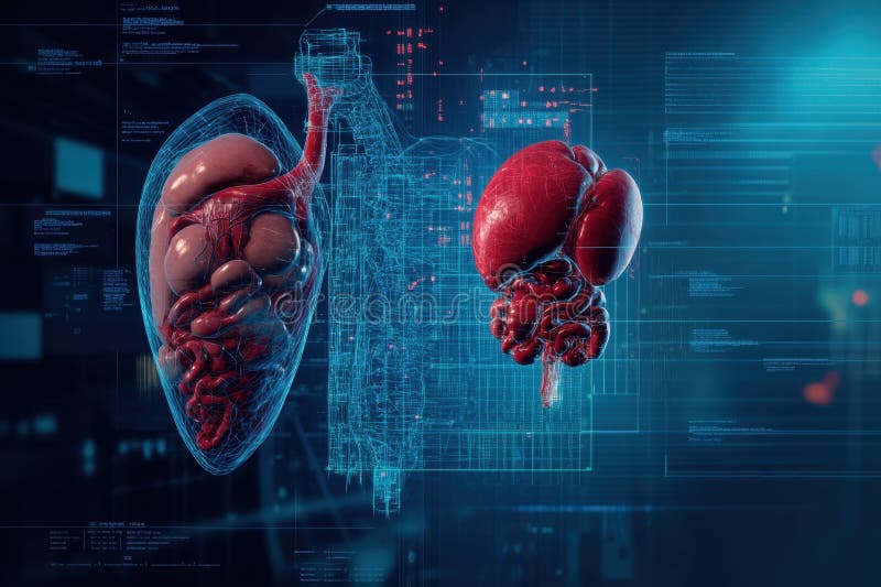 Detailed Visualization of Human Organs Highlighting Heart and Kidney ...