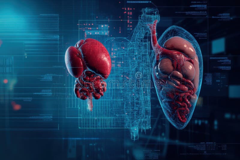 Detailed Visualization of Human Organs Highlighting Heart and Kidney ...