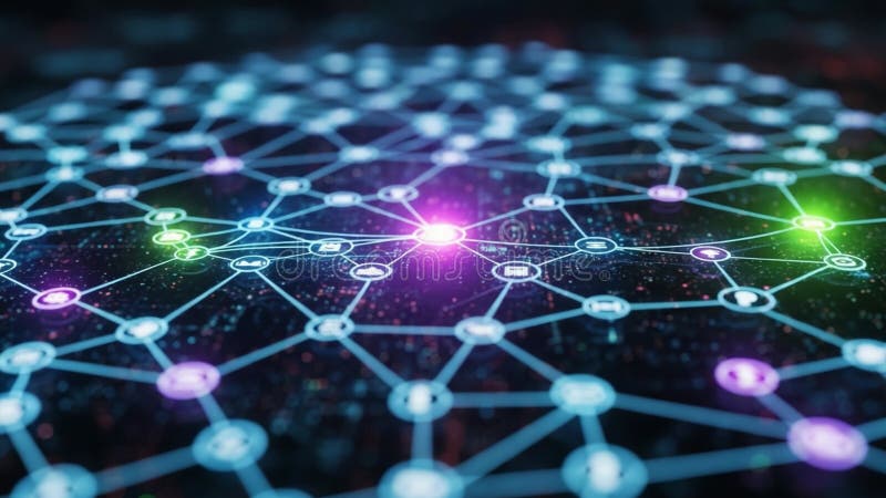 A Detailed Visualization of Interconnected Digital Nodes Highlighting a ...