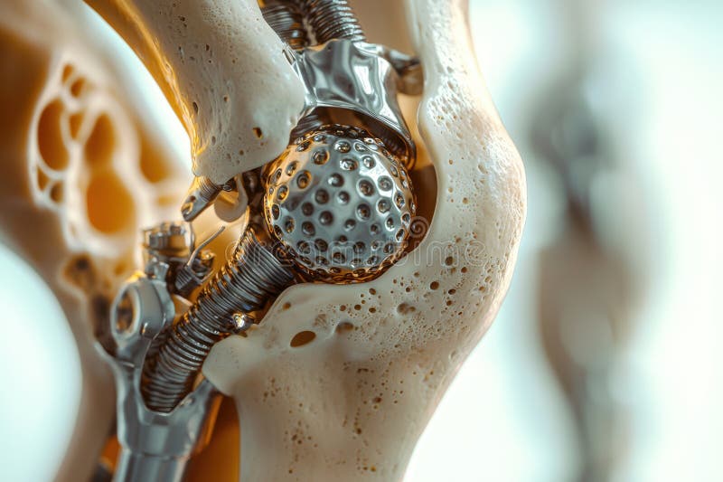 Detailed View of Knee Joint Endoprosthesis Interacting with Bone ...