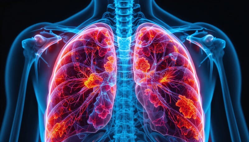 Detailed Visualization of Lungs Affected by Tuberculosis, Showing ...