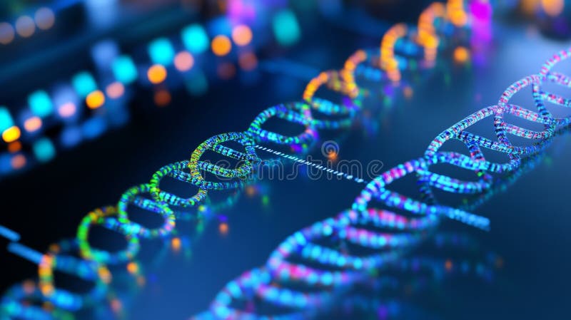 Detailed Visualization of Modified DNA Strands Under a Microscope with ...