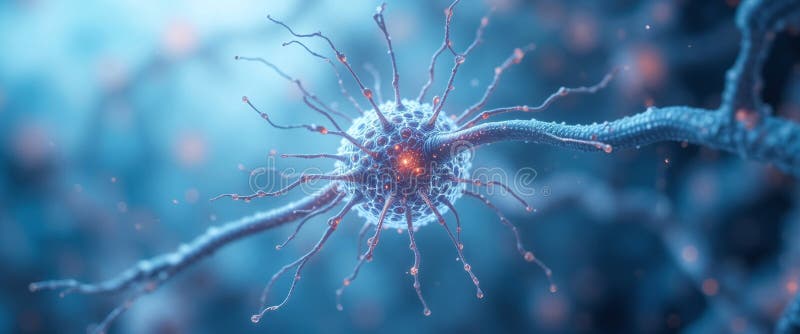 Detailed Illustration of a Nerve Cell, Showing Intricate Neural ...