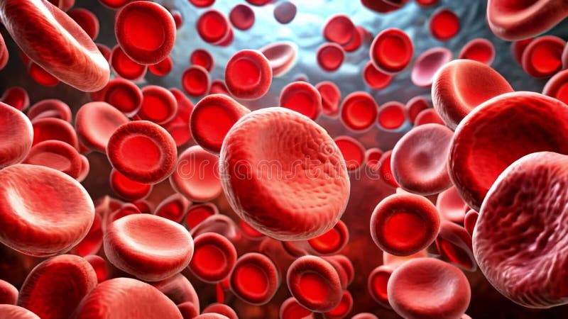 Detailed Visualization of Red Blood Cells in a Blood Vessel ...