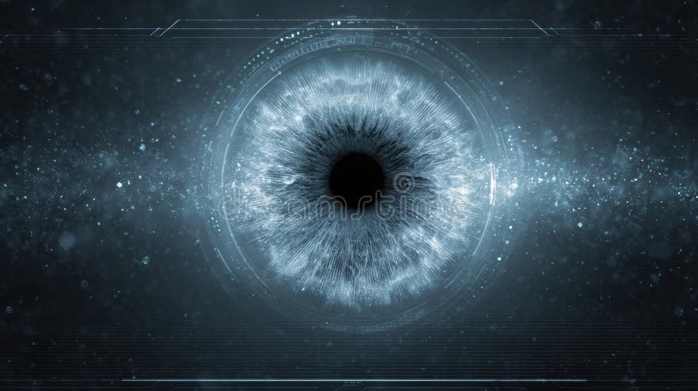Futuristic Retina Scan with Advanced HUD Elements and Blank Space for ...