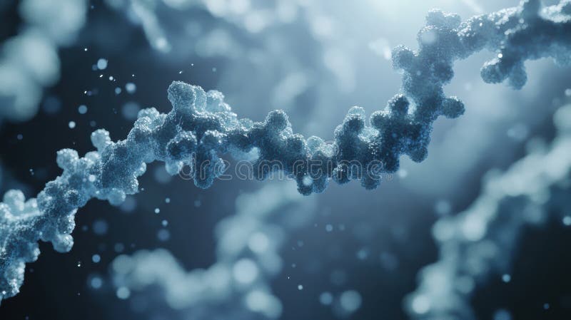 Close Up View of a Molecular RNA Chain Surrounded by Viruses in a ...