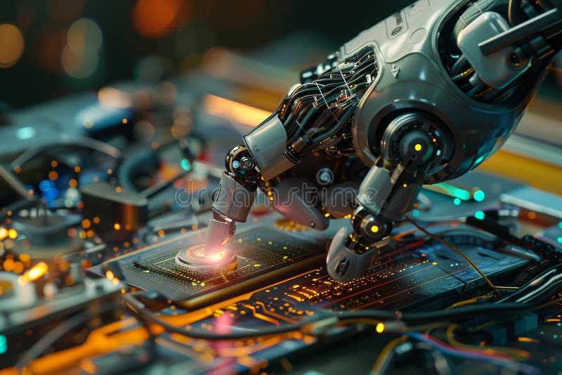 A Detailed Visualization of a Robotic Hand Crafting an Intricate Piece ...