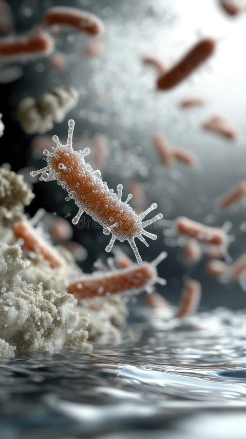 Detailed Visualization Showcases Microorganisms Swimming in Water ...