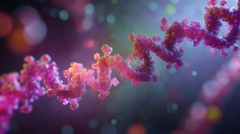 Close Up View of Molecular RNA Chain Surrounded by Viruses Highlighting ...