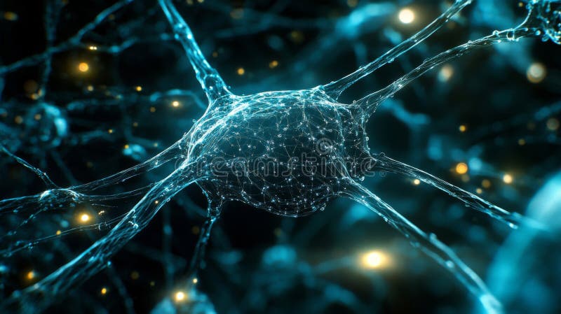 Detailed Visualization of a Single Neuron Cell Structure Stock ...