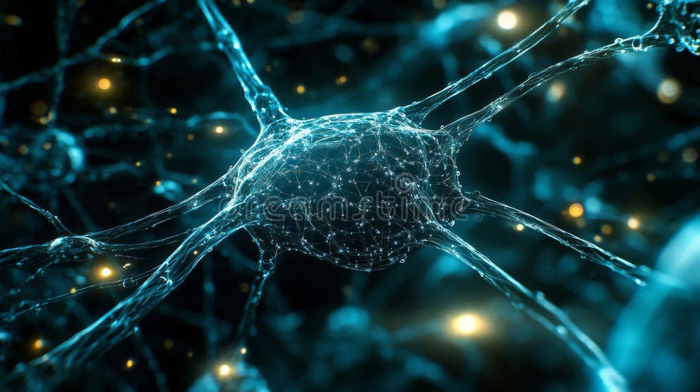 Detailed Visualization of a Single Neuron Cell Structure Stock ...